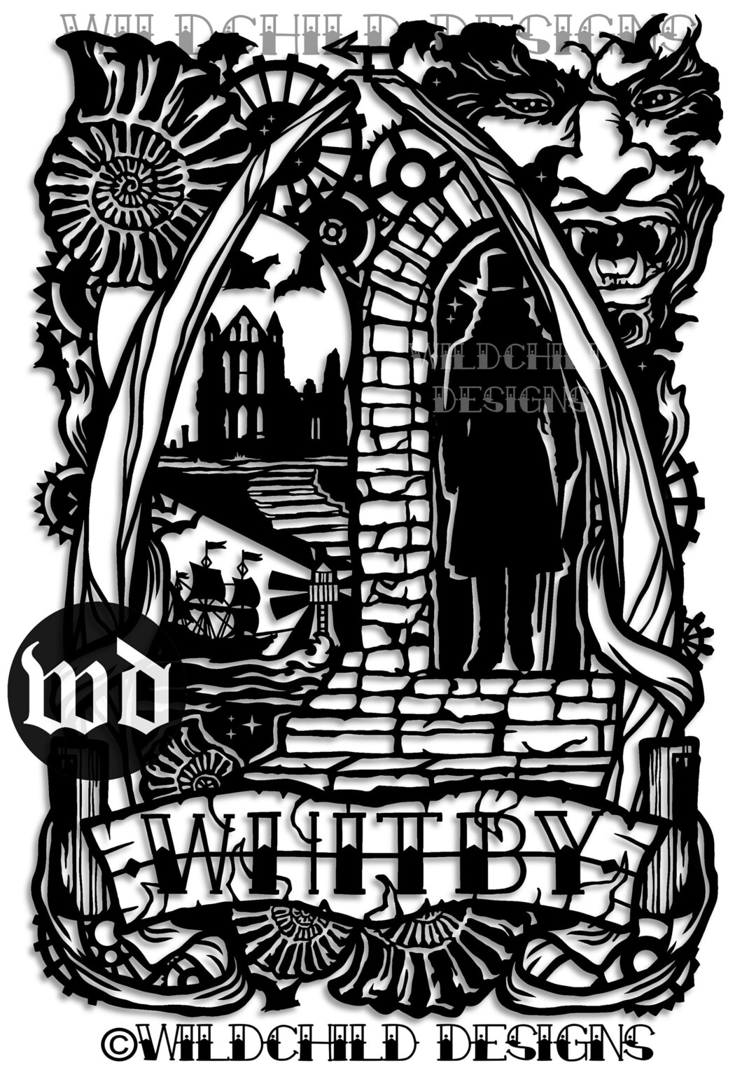 Whitby Montage Papercutting Template, Vinyl Template, SVG JPEG ...
