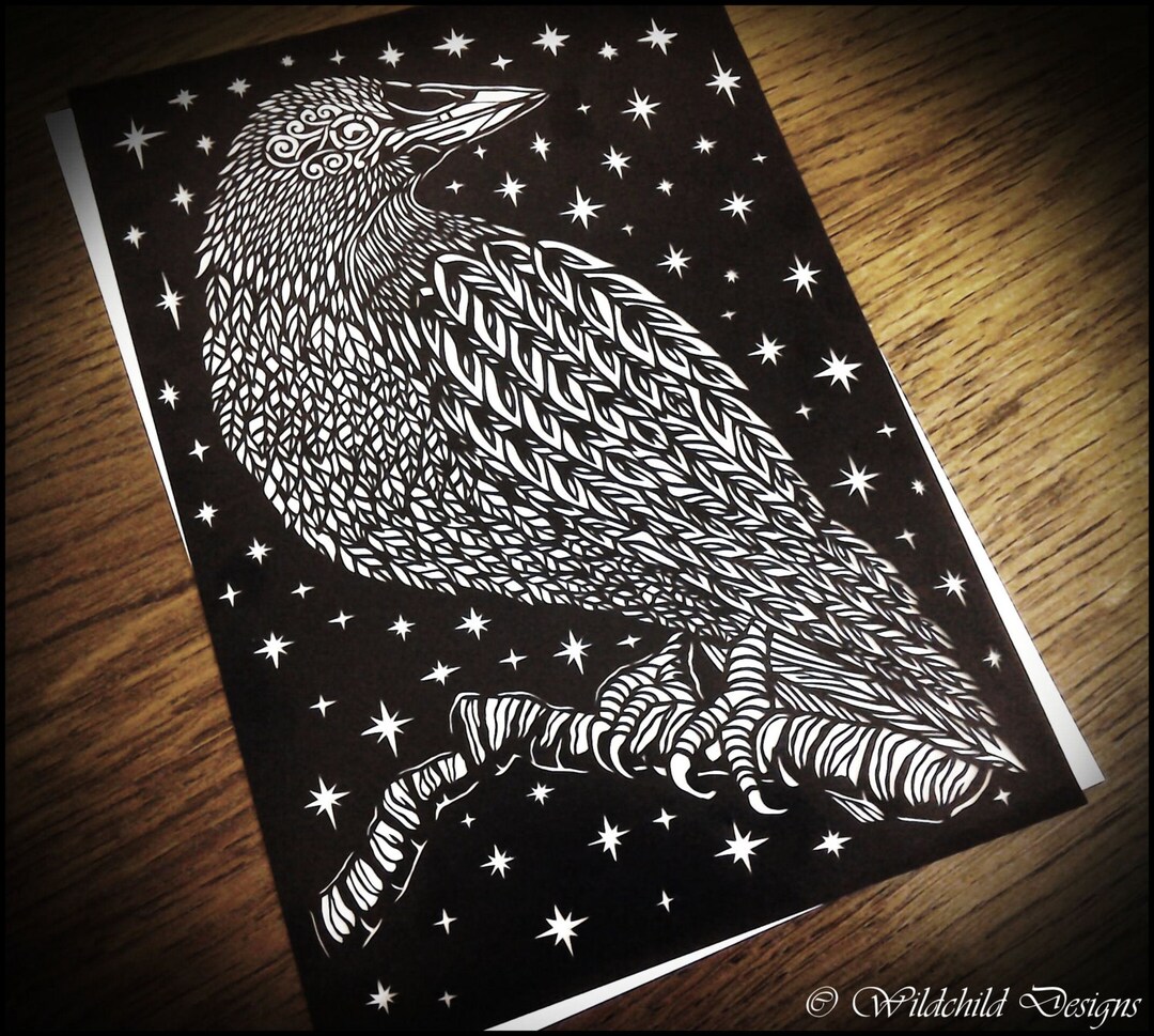 Bertramus Mortimer Raven Papercutting Template, Vinyl Template ...