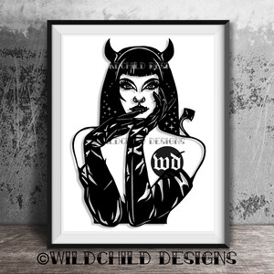 Devil Woman Paper Cutting Template, Personal Use, Vinyl, JPEG, SVG ...