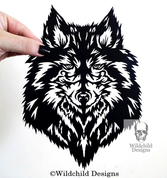 Jet Wolf Head Paper Cutting Template Commercial Use Vinyl | Etsy