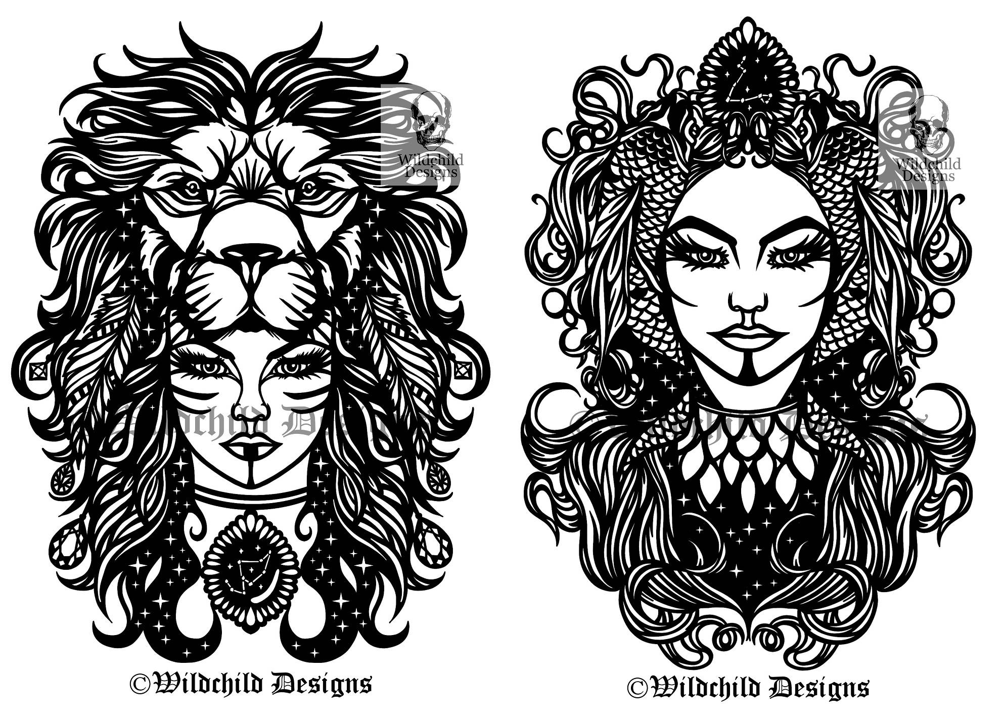 12 X Zodiac Themed Paper Cutting Templates, Commercial Use Templates ...