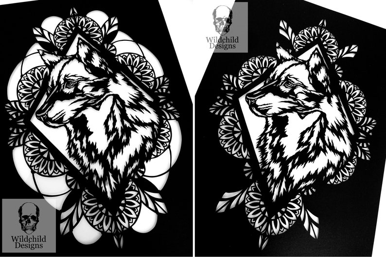 Wolf and Native American Border Paper Cutting Template - Etsy