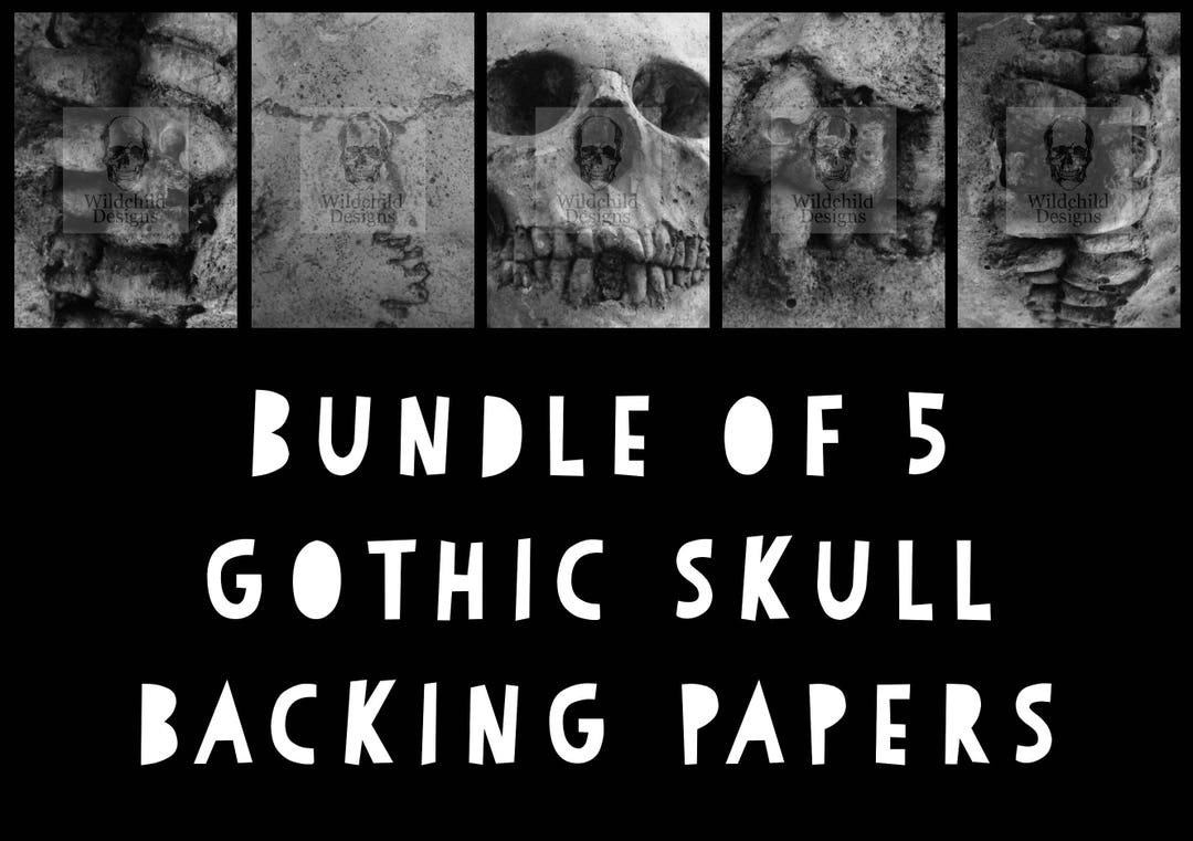 A4 Gothic Skull Backing Papers X 5 - From Wildchild Designs for Use ...