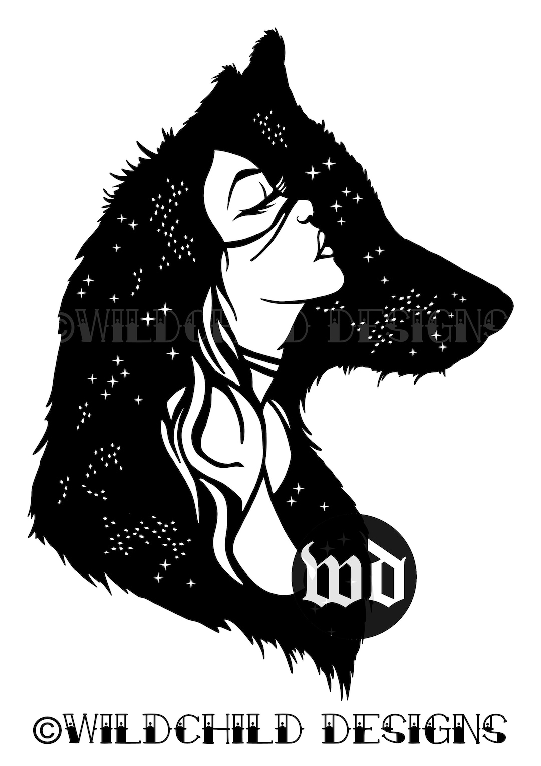 Shadow Wolf Papercutting Template, Vinyl Template, SVG, JPEG, Personal ...