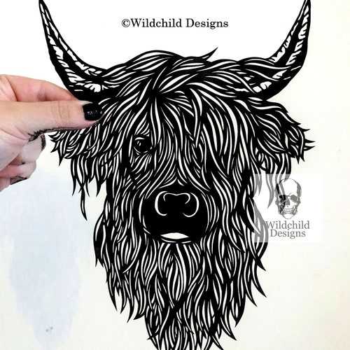 Highland Cow Papercutting Template Highland Cow Vinyl - Etsy