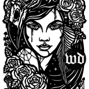 4 X Gothic Queen Playing Cards Paper Cutting Templates, Commercial Use ...