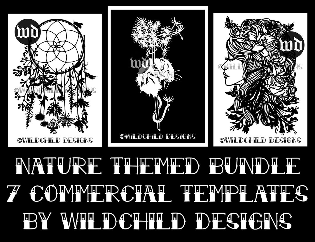 7 X Nature Themed Paper Cutting Templates, Commercial Use Templates ...