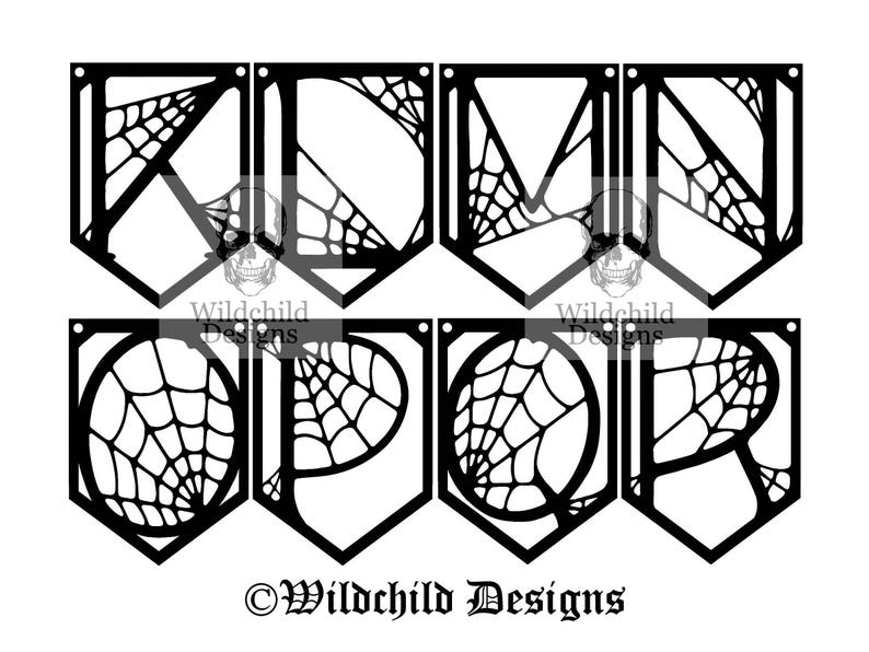 Gothic Cobweb Alphabet Bunting A-Z Papercutting Templates | Etsy