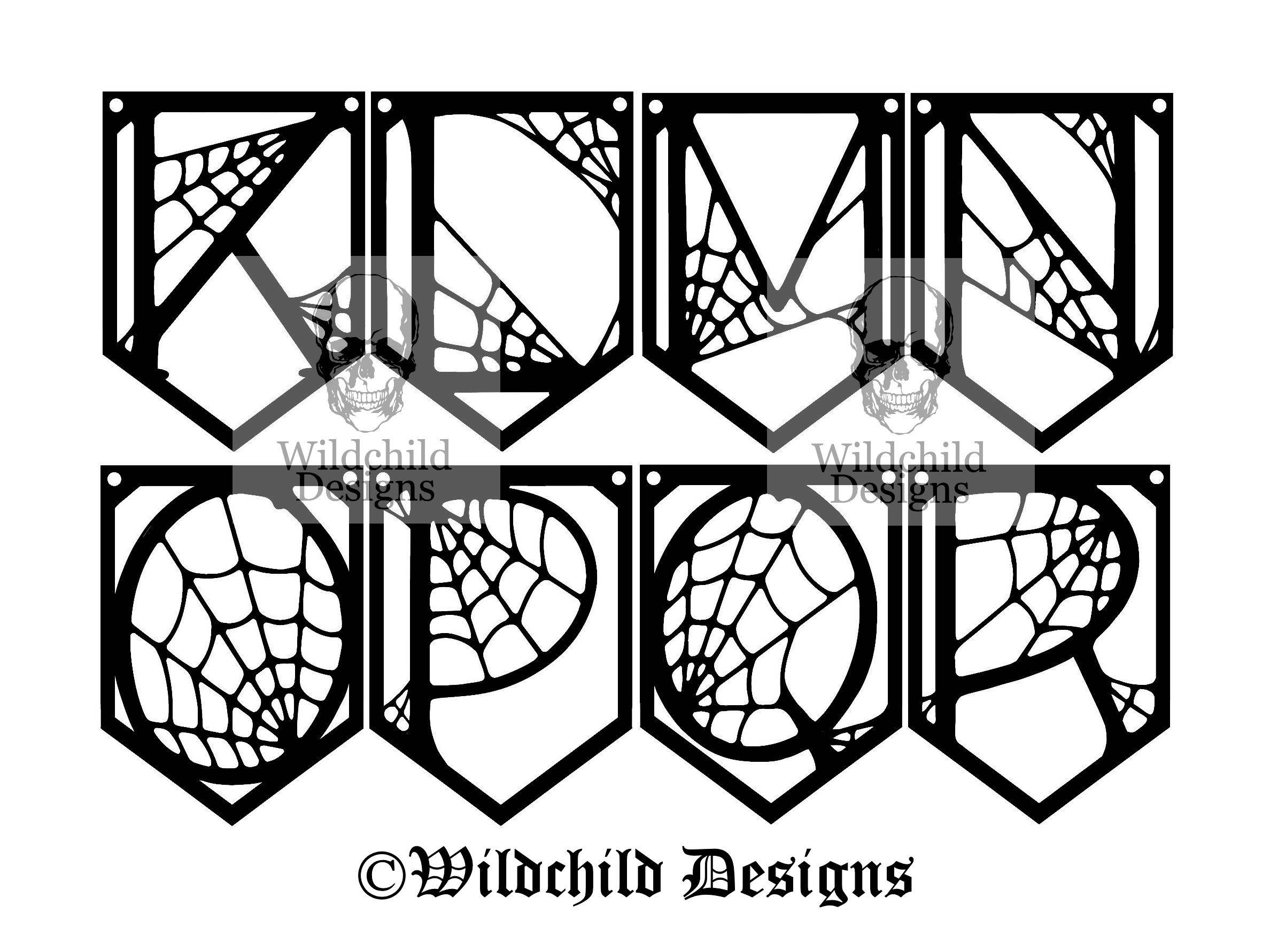 Gothic Cobweb Alphabet Bunting A-Z Papercutting Templates | Etsy