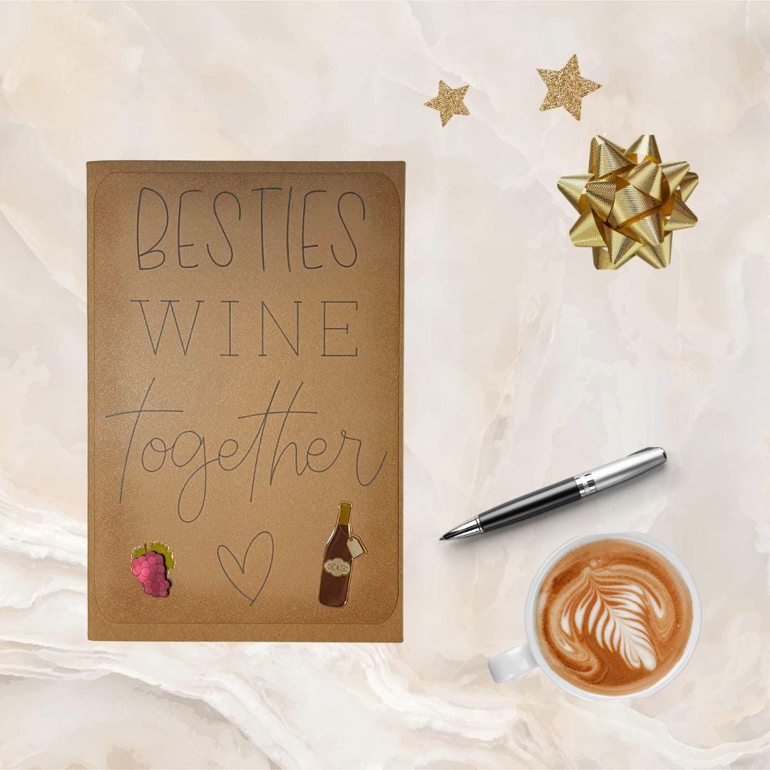 Besties Wine Together Travelers Notebook: A5 Kraft Paper Journal ...