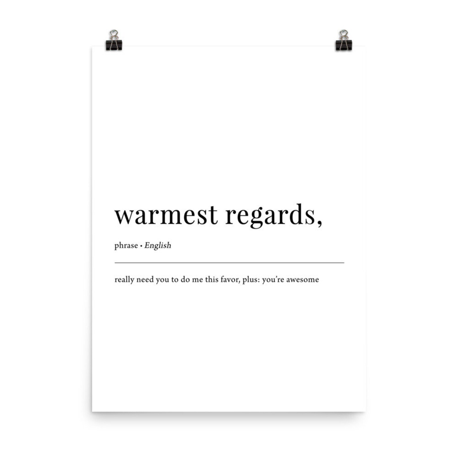 Home Office Funny Quote Warmest Regards Wall Art Printed - Etsy