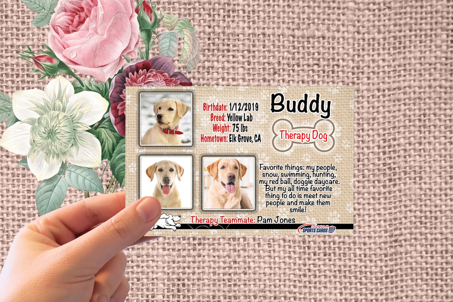Rustic Custom Therapy Dog Trading Cards Custom Dog Trading | Etsy