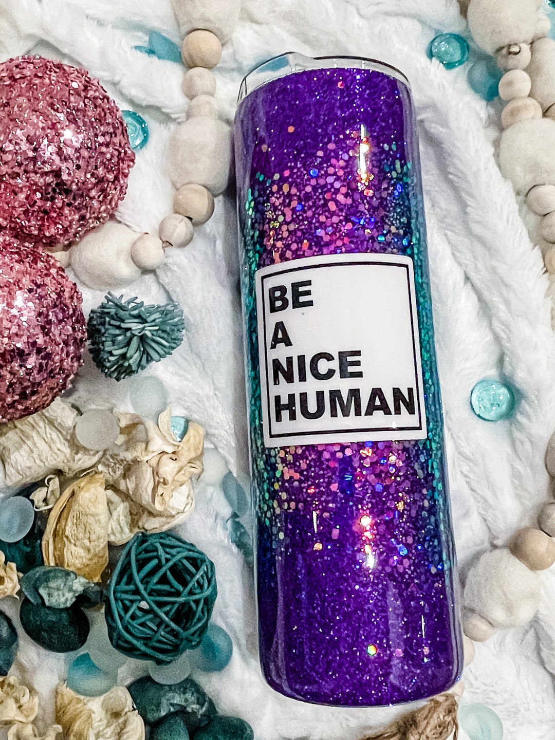 Be a Nice Human Glitter Epoxy Tumbler - Etsy