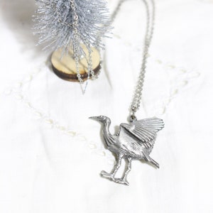 Vintage Pewter Stork Pendant With Chain, Long Life and Rebirth Symbol ...