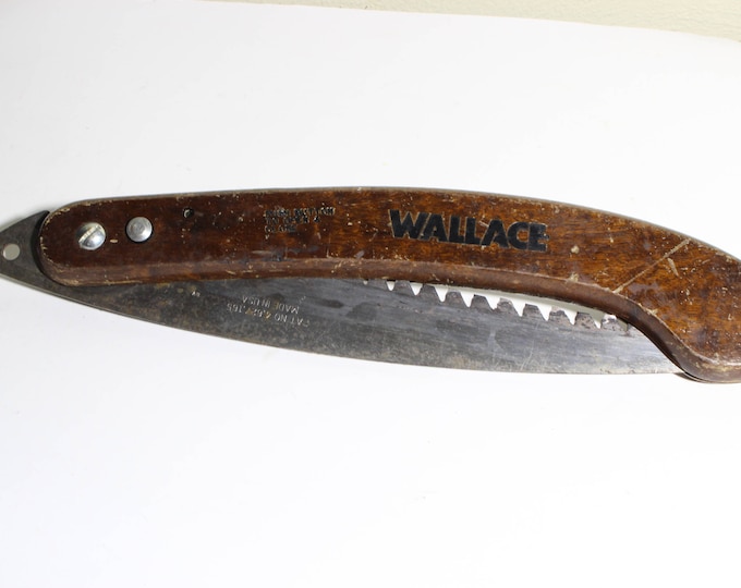 Vintage Wallace Hand Folding Pruning Saw Knife Wood Handle USA Made ...