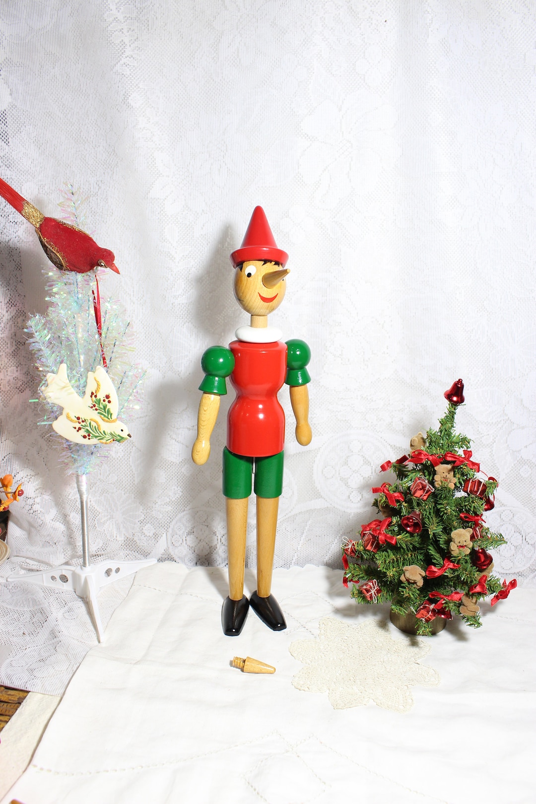 Vintage Wood Pinocchio Doll Moveable Body Joints, 19 Inches With ...