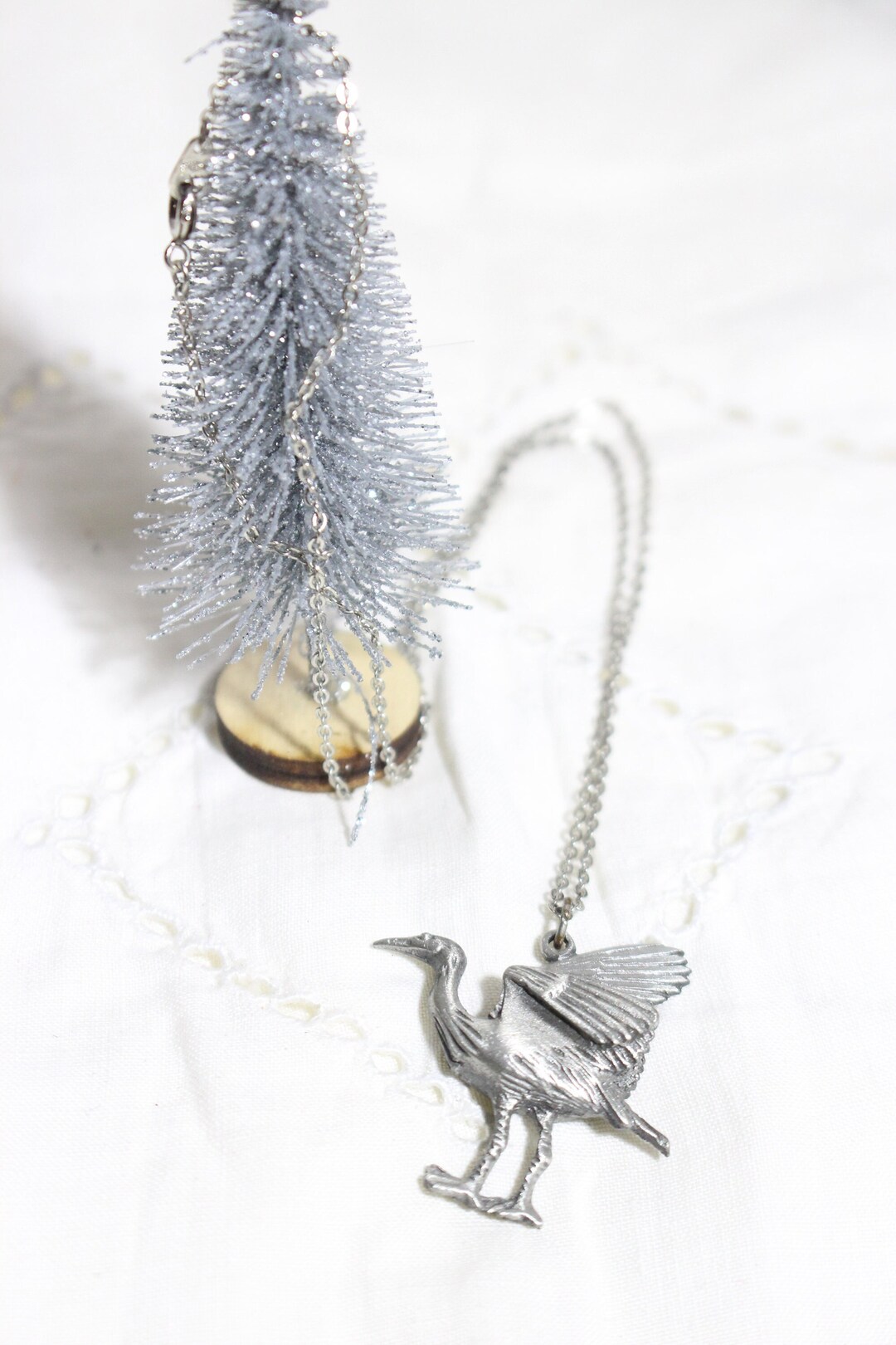 Vintage Pewter Stork Pendant With Chain, Long Life and Rebirth Symbol ...