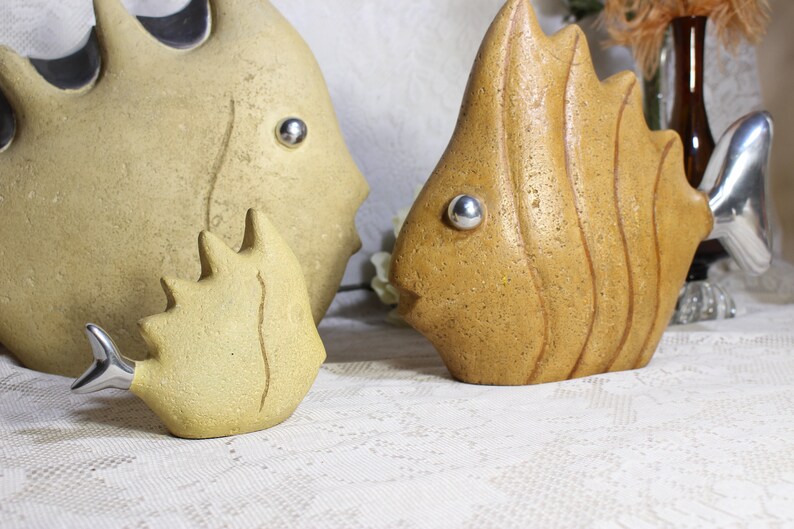 Large Decorative Fish Sculptures Figurines Stone Resin With | Etsy