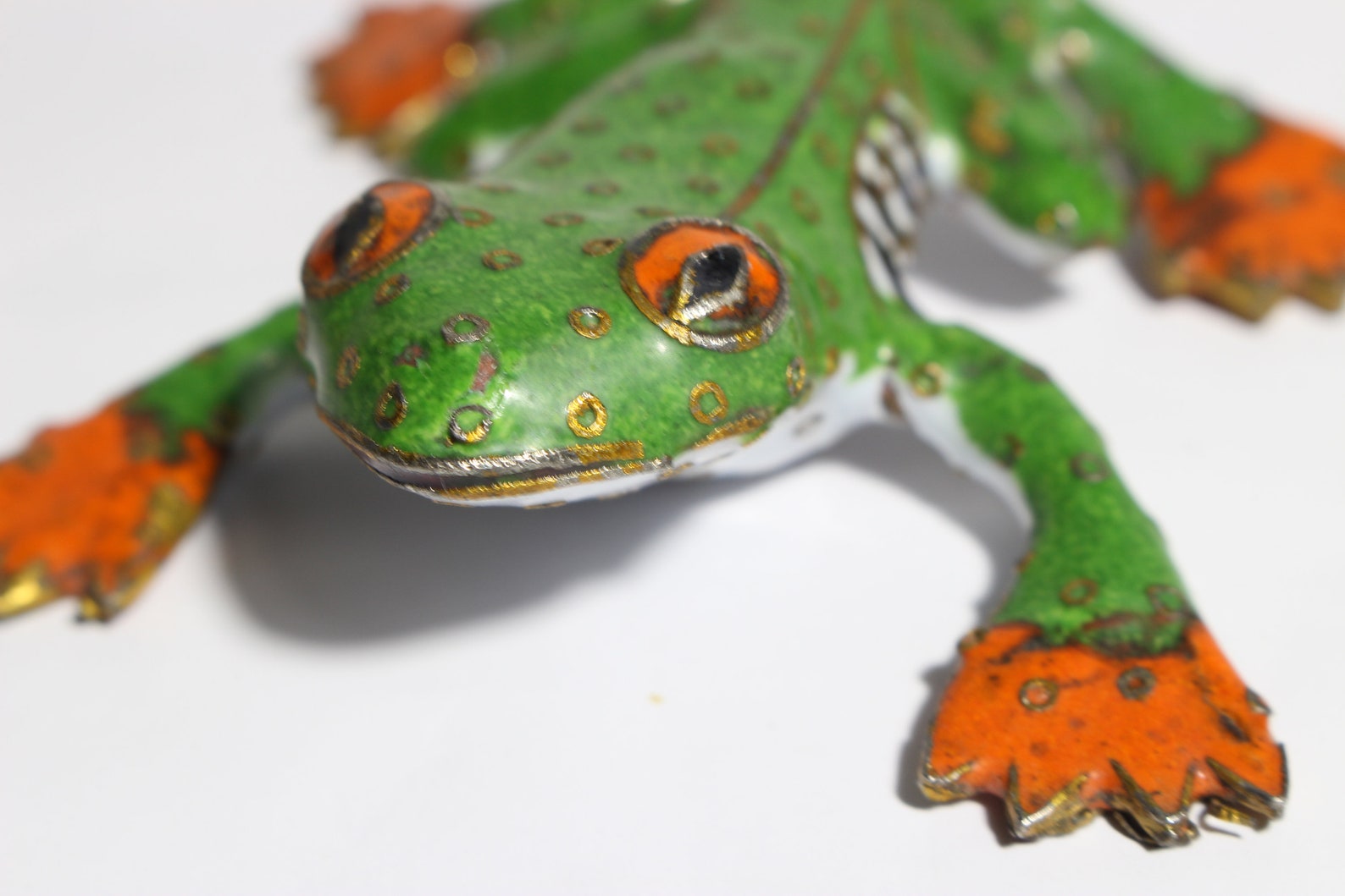 Small Brass Green Tree Frog Figurine With Colorful Enamel - Etsy