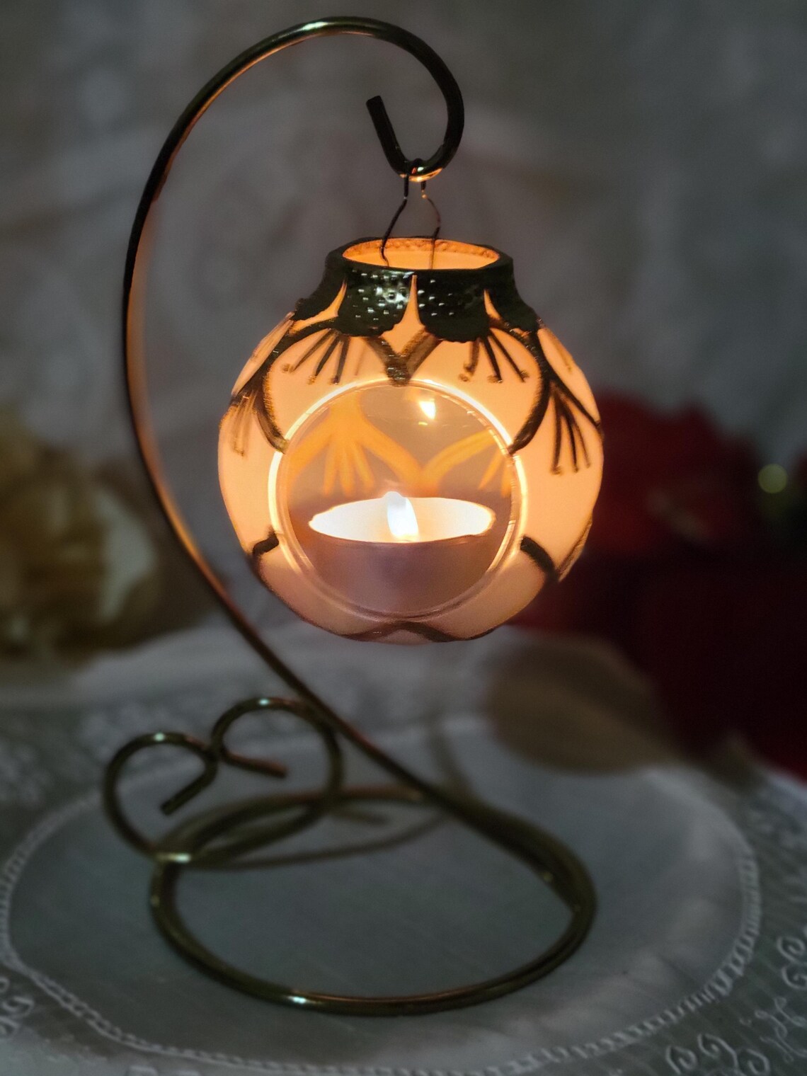 Vintage Christmas Glass Ball Candle Lantern, Flicker N' Glo by Rauch ...