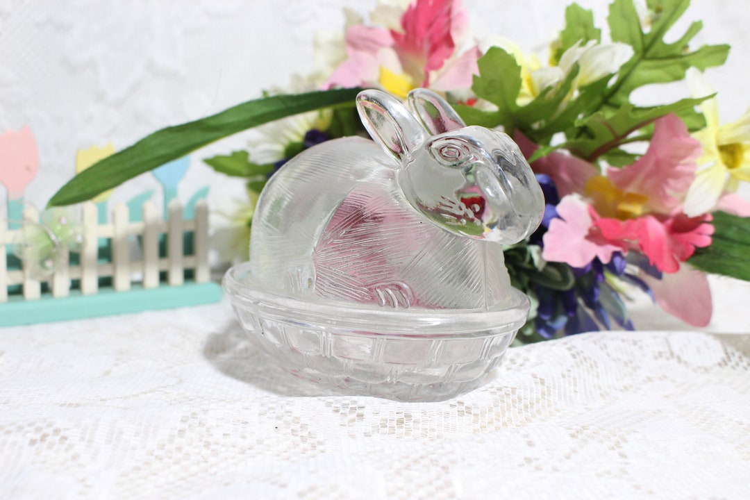 Glass Bunny Candy Dish, Easter Decor, Rabbit Gift Box - Etsy