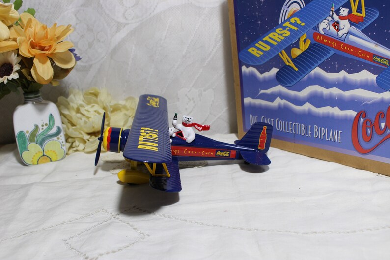 Vintage 1997 Coca-cola Die-cast Biplane Model Polar Bears in - Etsy