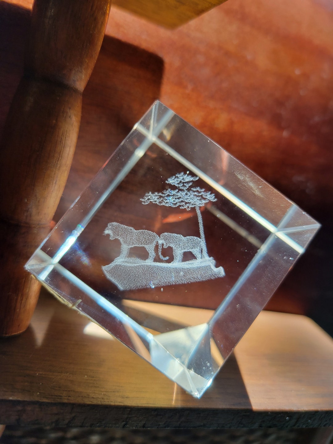 Vintage Small Hologram Etched Glass Cube - Etsy