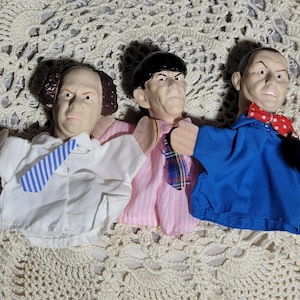 Vintage 1991 Three Stooges Finger Puppets Set of 3 - Larry, Moe & Curly ...
