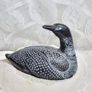 Authentic 1972 Carved Loon, Vintage Sculpture Serpentine Stone Canada ...