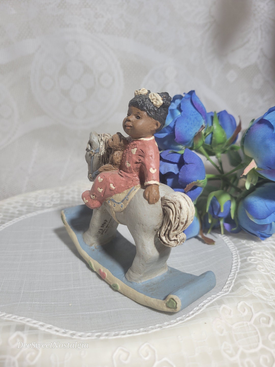 1987 Girl on Rocking Horse Figurine, by Miss Martha's Collection - Etsy