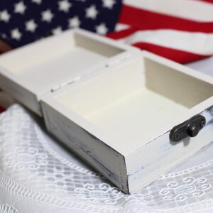 Small Wood Patriotic Storage Box, Square Ring Box, Romantic Hearts ...