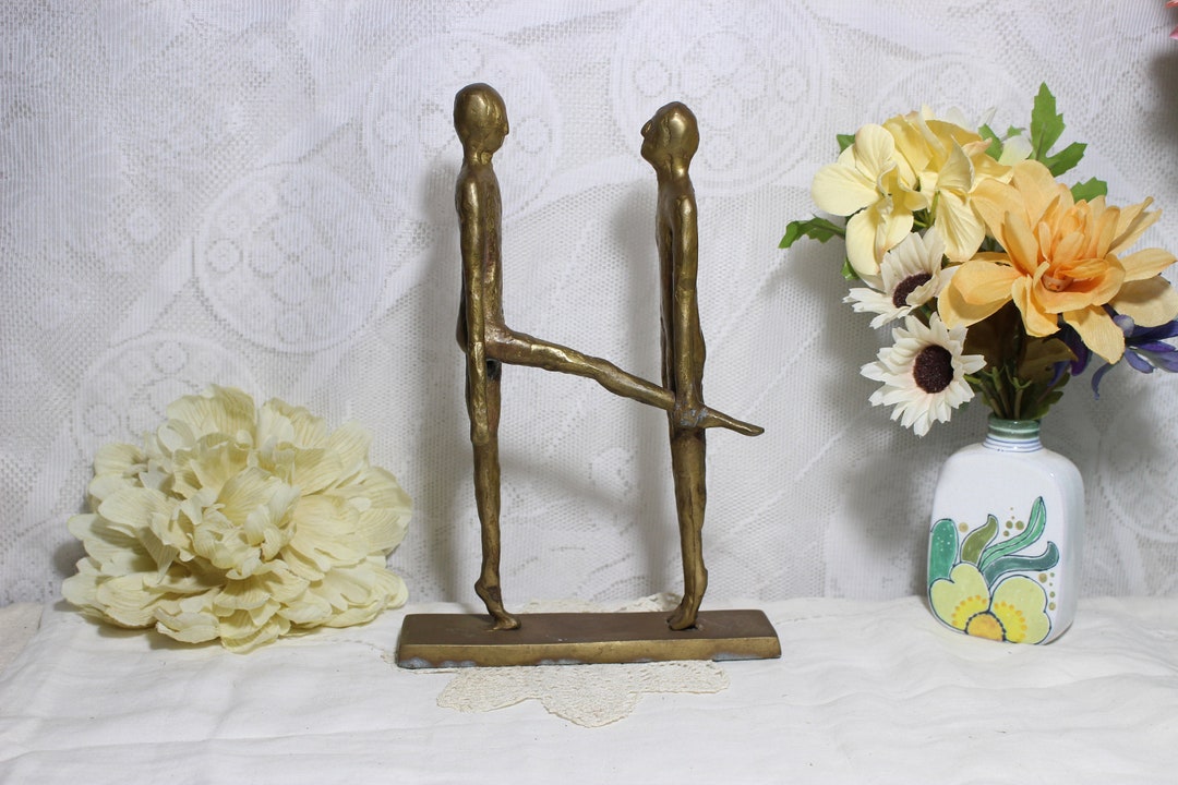Vintage Brass Sculpture Men and Woman Abstract - Etsy