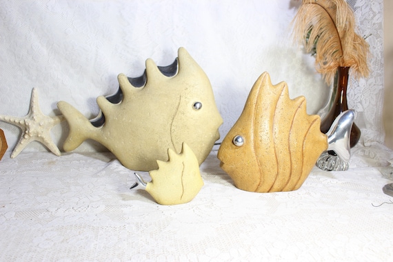 Large Decorative Fish Sculptures Figurines Stone Resin With | Etsy