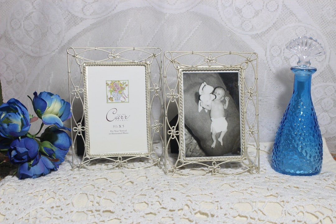 Pair of Vintage Scrolled Metal Frames, 2 Silver Color Horizontal or ...