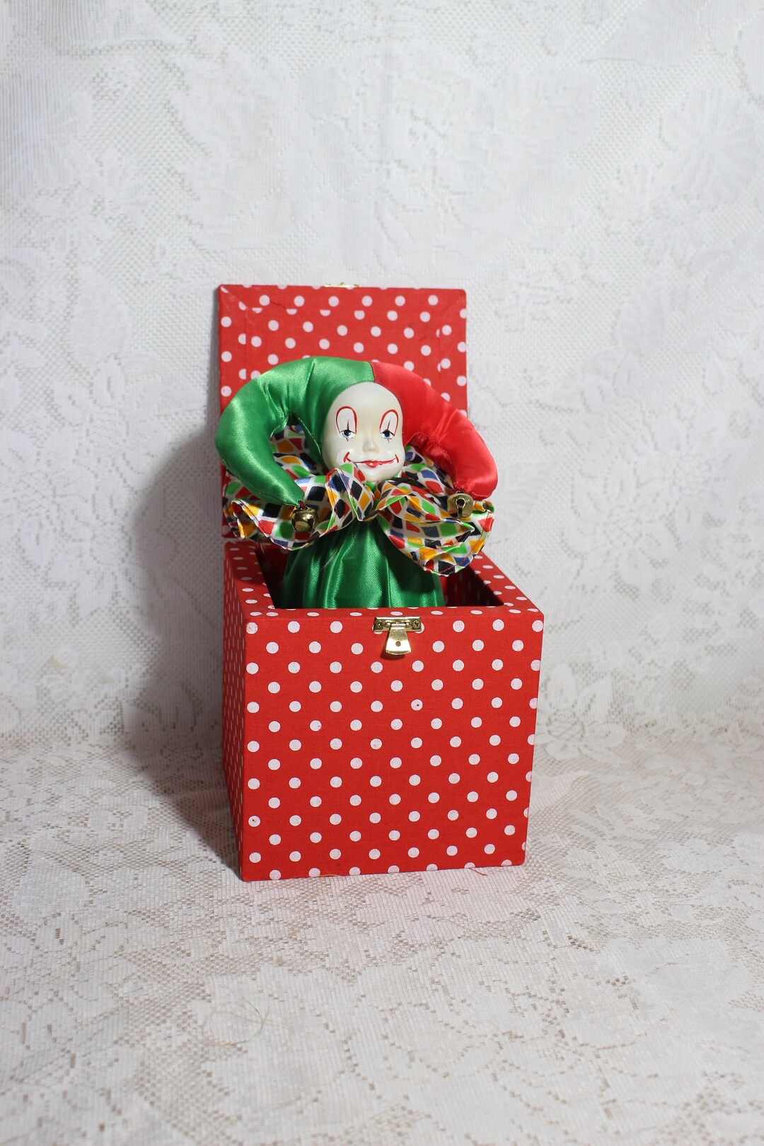 Vintage Jester Jack-in-the-box Music Box, Nursery Musical Pierrot Clown ...