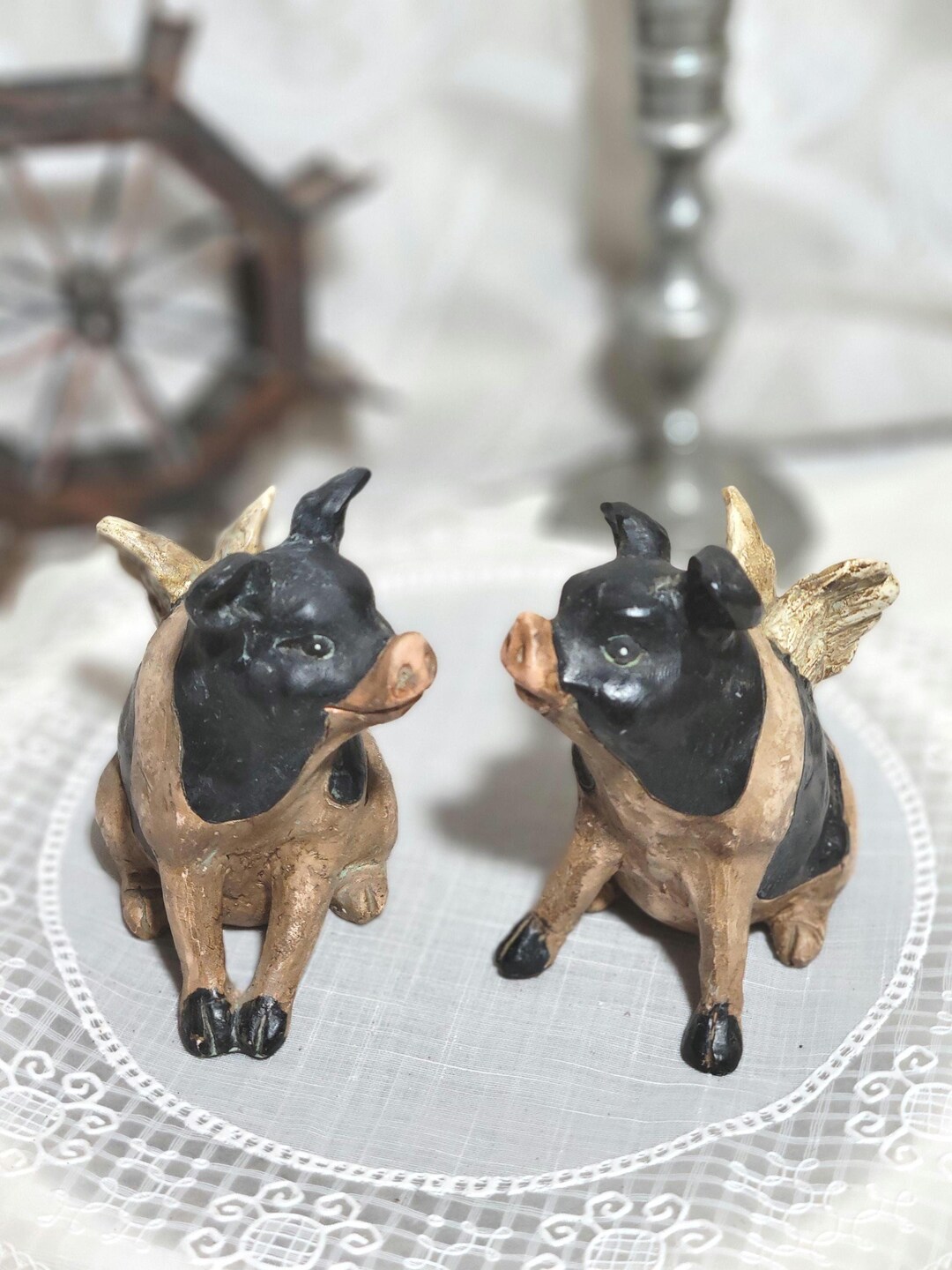 Set of 2 Pig Angels Figurines - Etsy
