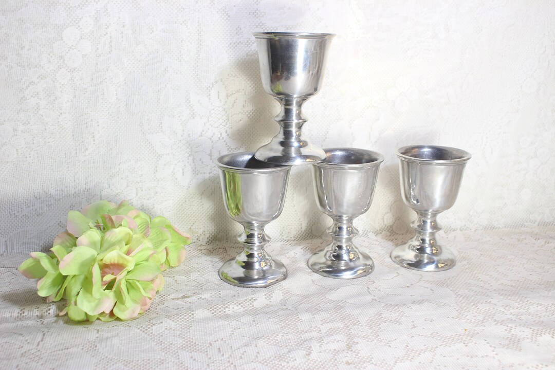 Vintage Wilton Armetale Pewter Goblets Polished Pewter Wine Cups, Made ...