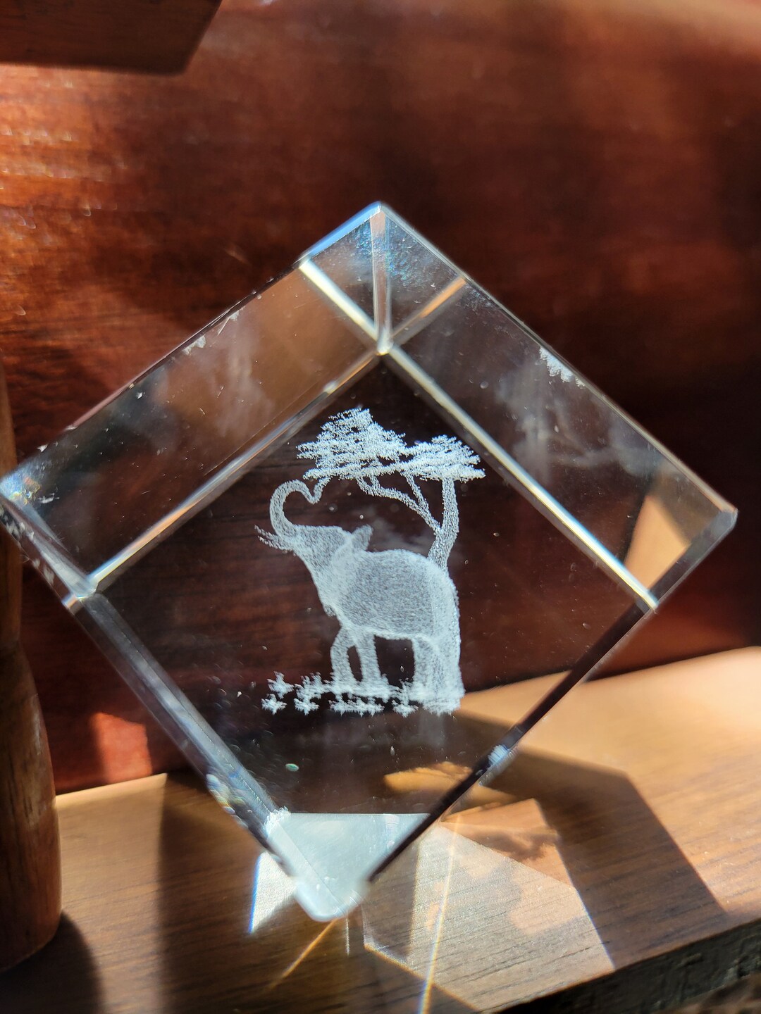 Vintage Small Hologram Etched Glass Cube - Etsy