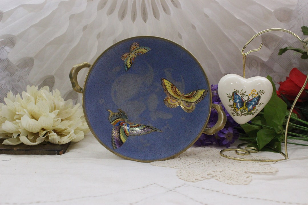 Nippon Pedestal Compote Dish With Butterflies and Ceramic Heart Shape ...
