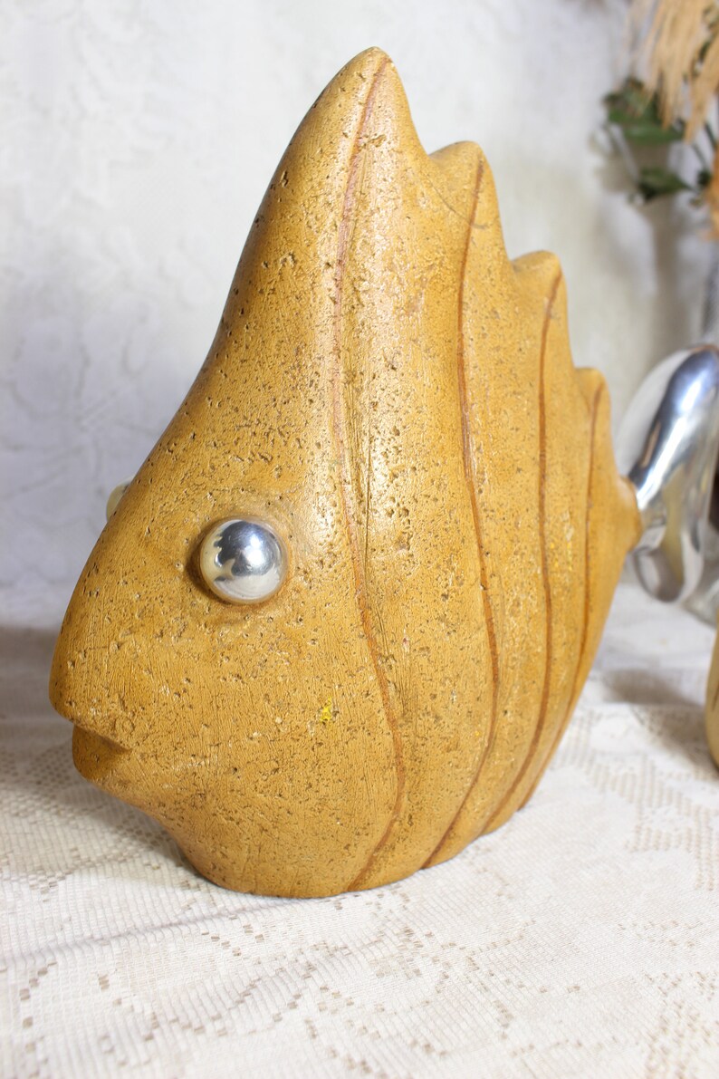 Large Decorative Fish Sculptures Figurines Stone Resin With | Etsy