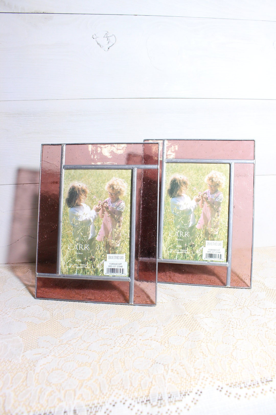 Genuine Purple Stained Glass Photo Frames, Standing Easel Back Picture ...