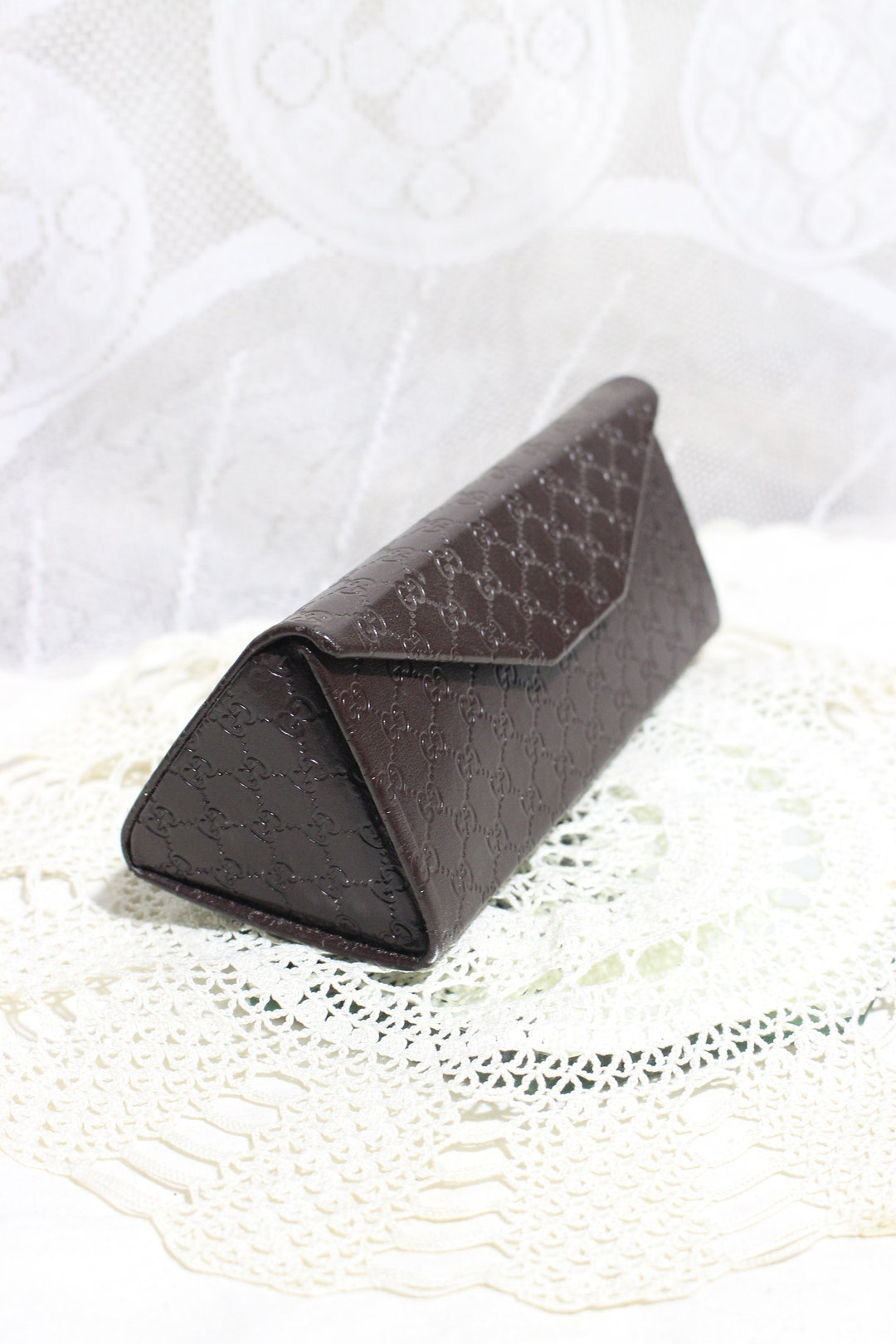 Vintage Brown Vinyl Gucci Glasses Case With Glasses Cloth - Etsy