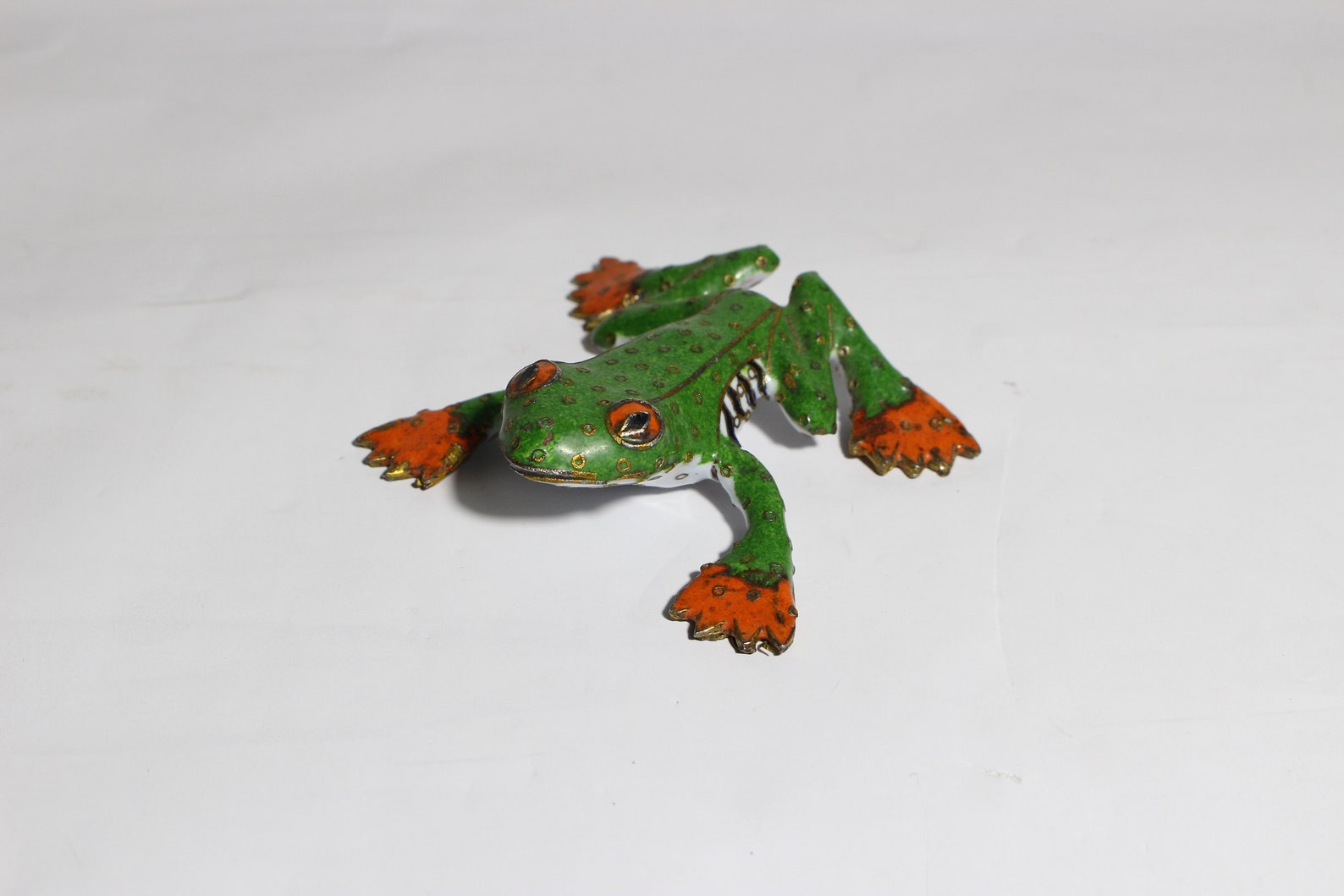 Small Brass Green Tree Frog Figurine With Colorful Enamel - Etsy