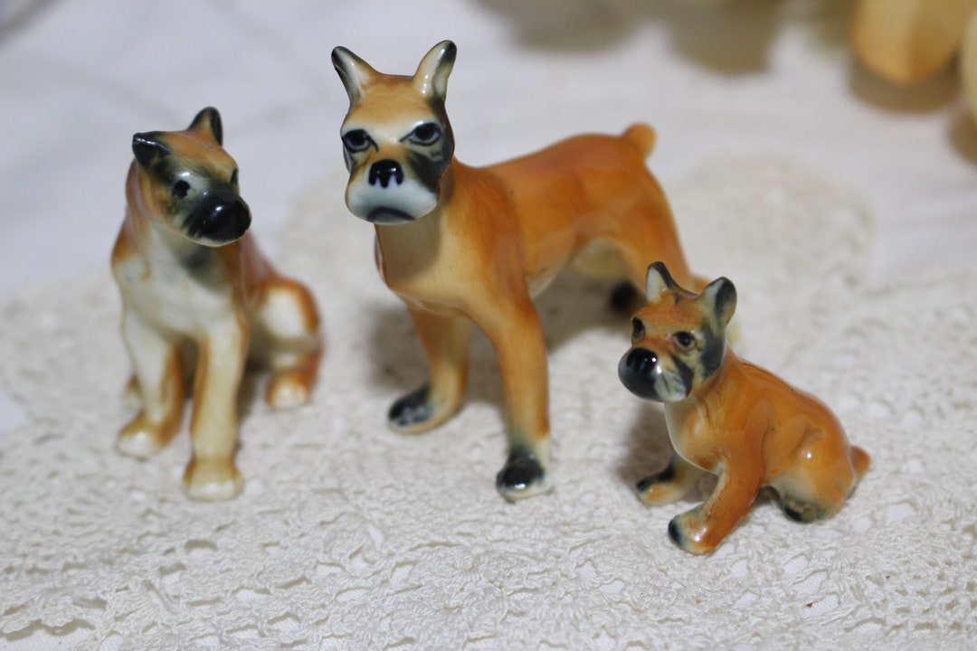 Miniature Boxer Dogs Family Figurines, Bone China Figurines ...