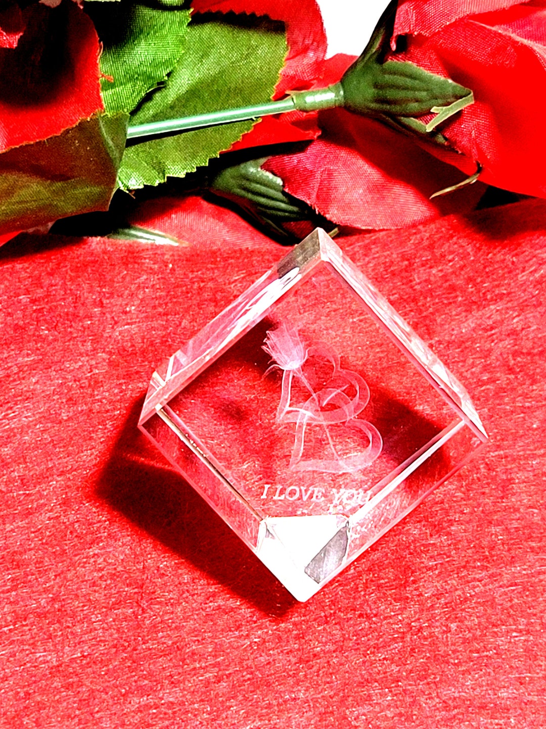 Vintage Small Hologram Etched Glass Cube - Etsy