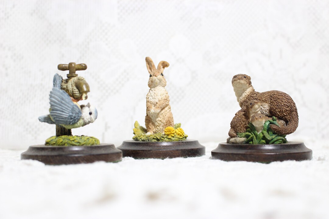 SET OF 3, Avon Collectible Miniature Animals, Bunny, Otter, Blue Jay ...
