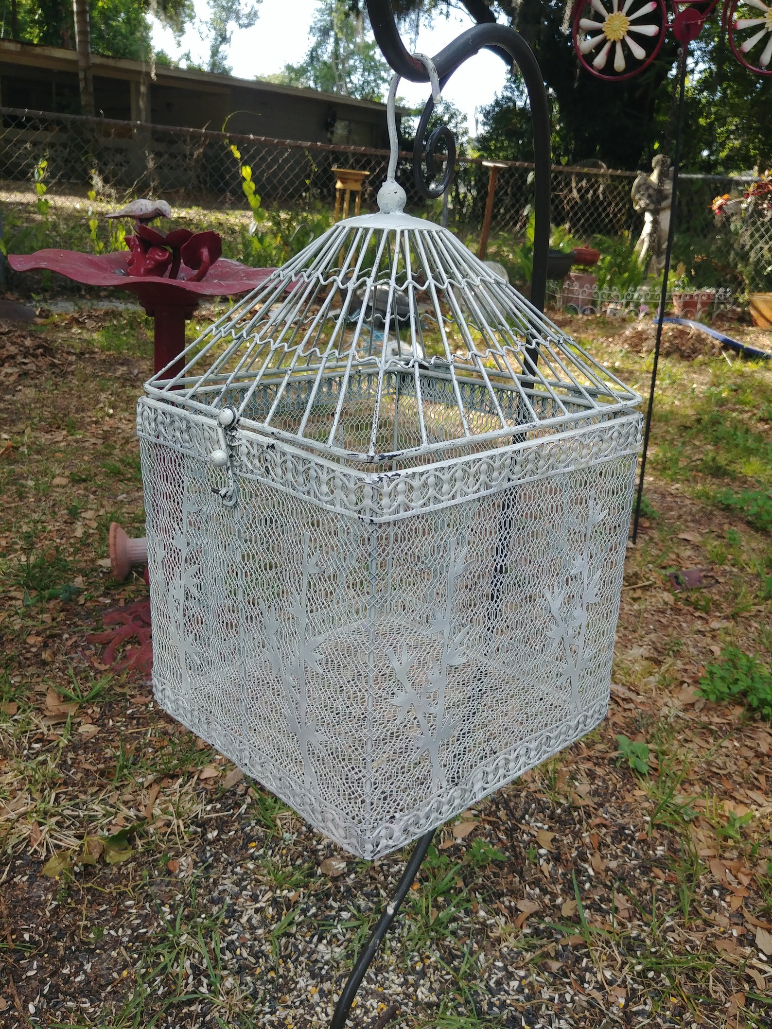 Vintage Large Metal Decorative Bird Cage, Candle Holder, Patio Plant ...