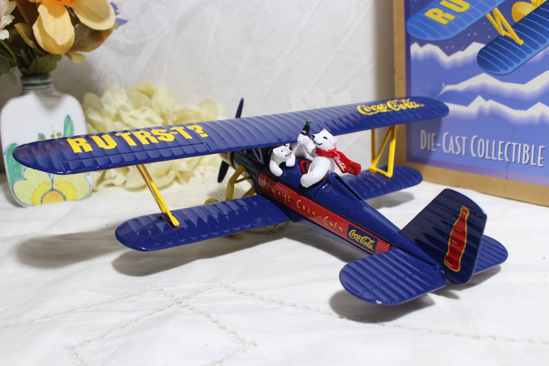 Vintage 1997 Coca-cola Die-cast Biplane Model Polar Bears in Original ...