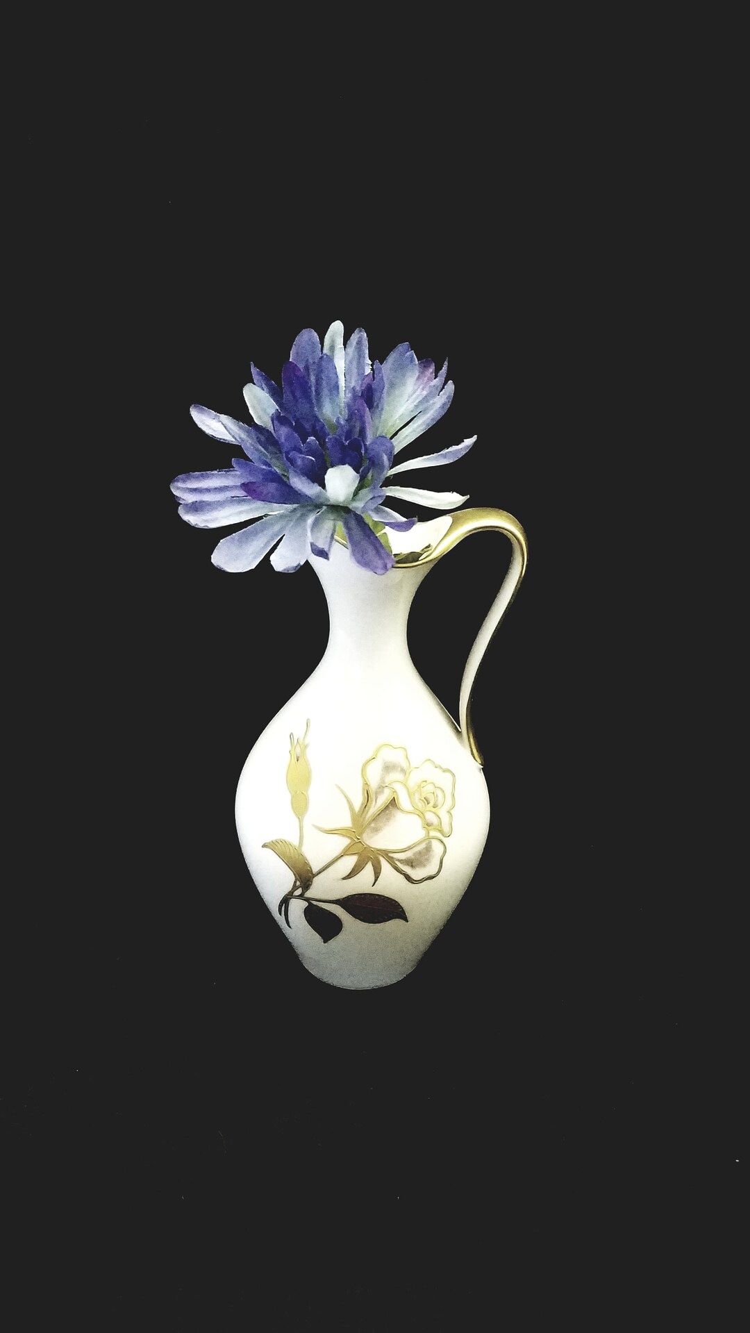CLEARANCE Porcelain Rose Flower Vase, Vintage 24 K Gold Trim, Hand ...