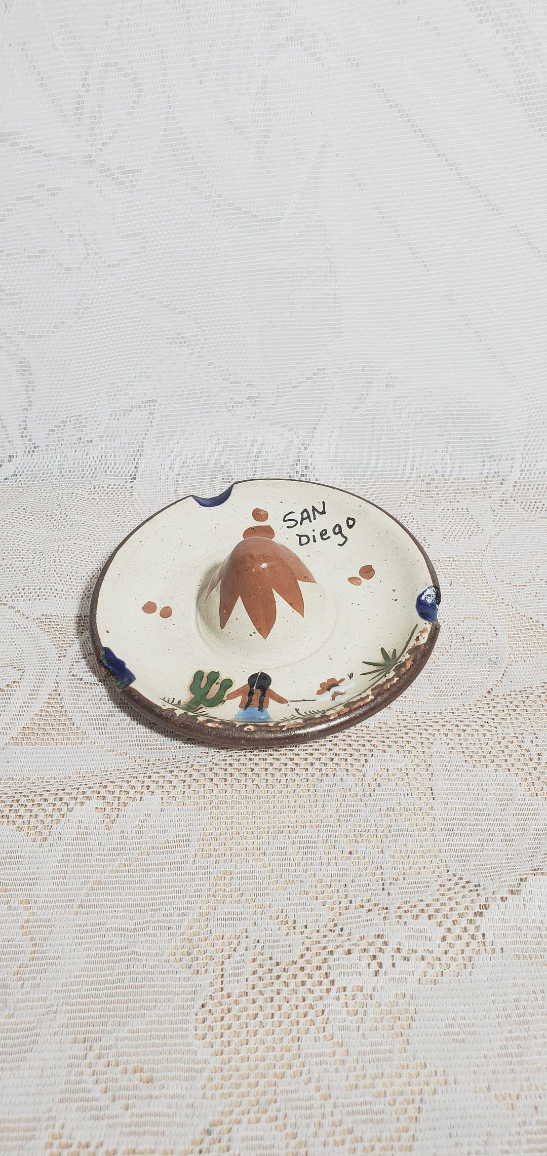 CLEARANCE Vintage Mexican Sombrero Ashtray, Folk Art Signed ADM, San ...